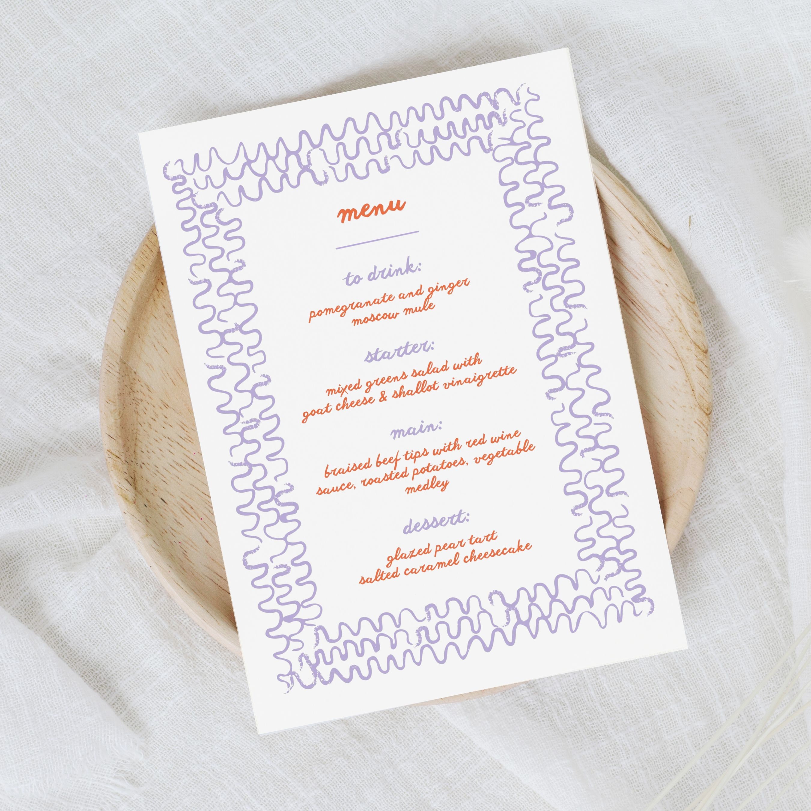 Hand Drawn Mini Wavy Border Dinner Party Menu Rehearsal - Etsy