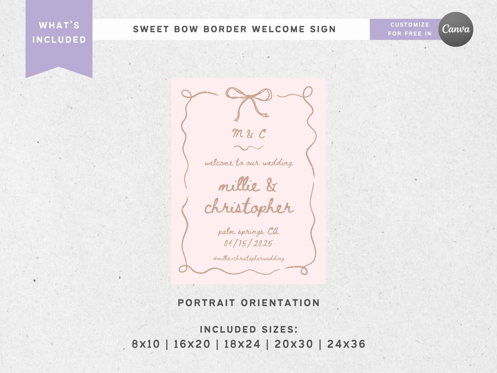 Welcome Party Sign - Sweet Ribbon Bow Template, DIY Birthday Party ...