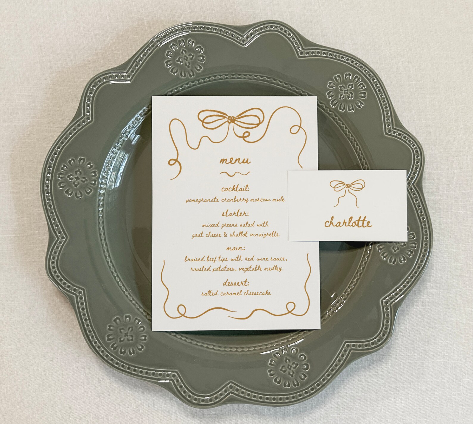 Swirly Bow Menu & Placecard Template, DIY Bow Brunch Menu, Wedding Menu ...
