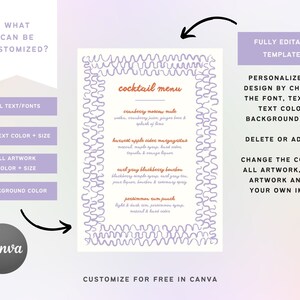 Hand Drawn Mini Wavy Border Drink Cocktail Menu, Drink Menu Template ...