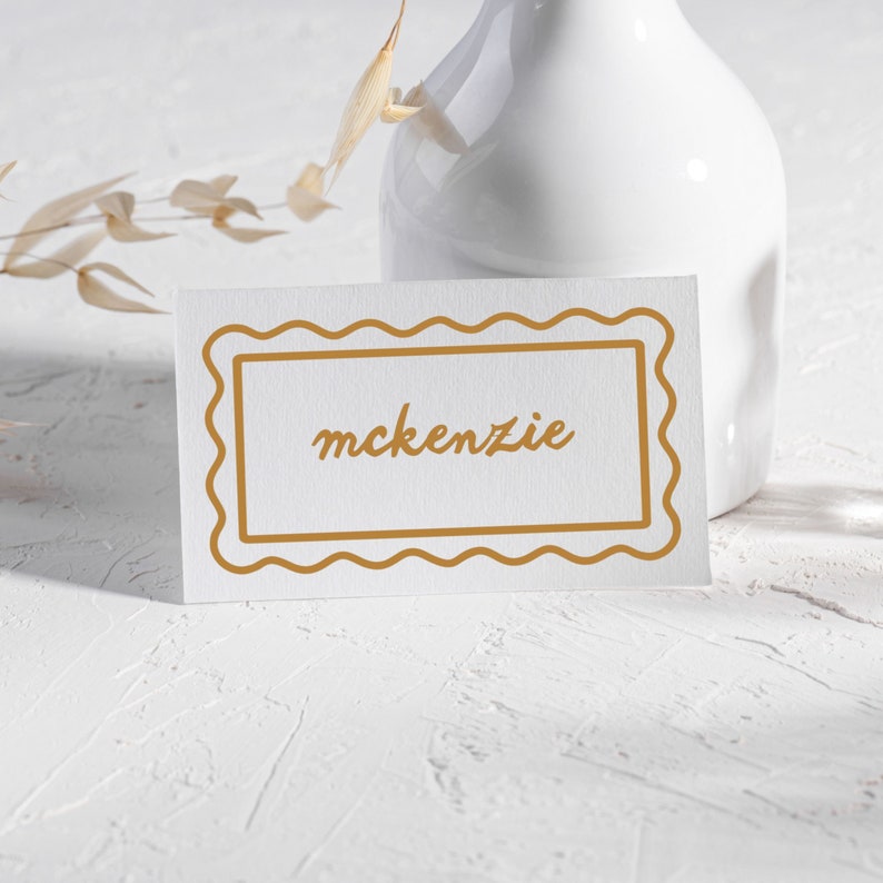 PLACE CARDS Simple Wave Border, Minimal Modern Printable Placecards ...