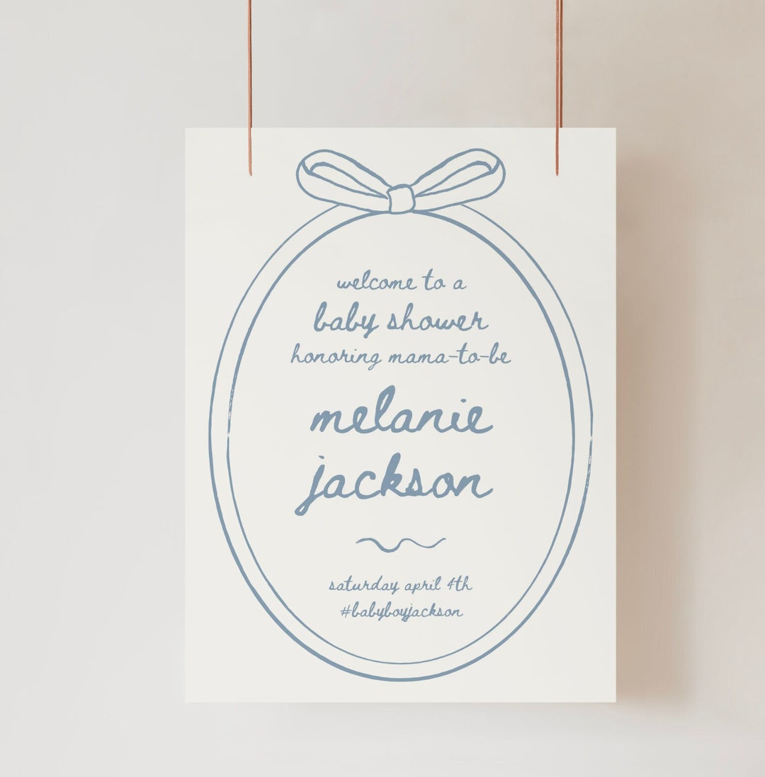 Welcome Party Sign - Hand-drawn Bow Ribbon Template, DIY Birthday Party ...