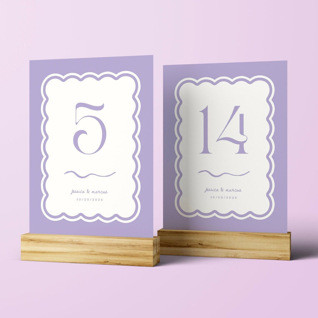 TABLE NUMBERS Reception, Soft Scallop Border, Wedding Table Number ...