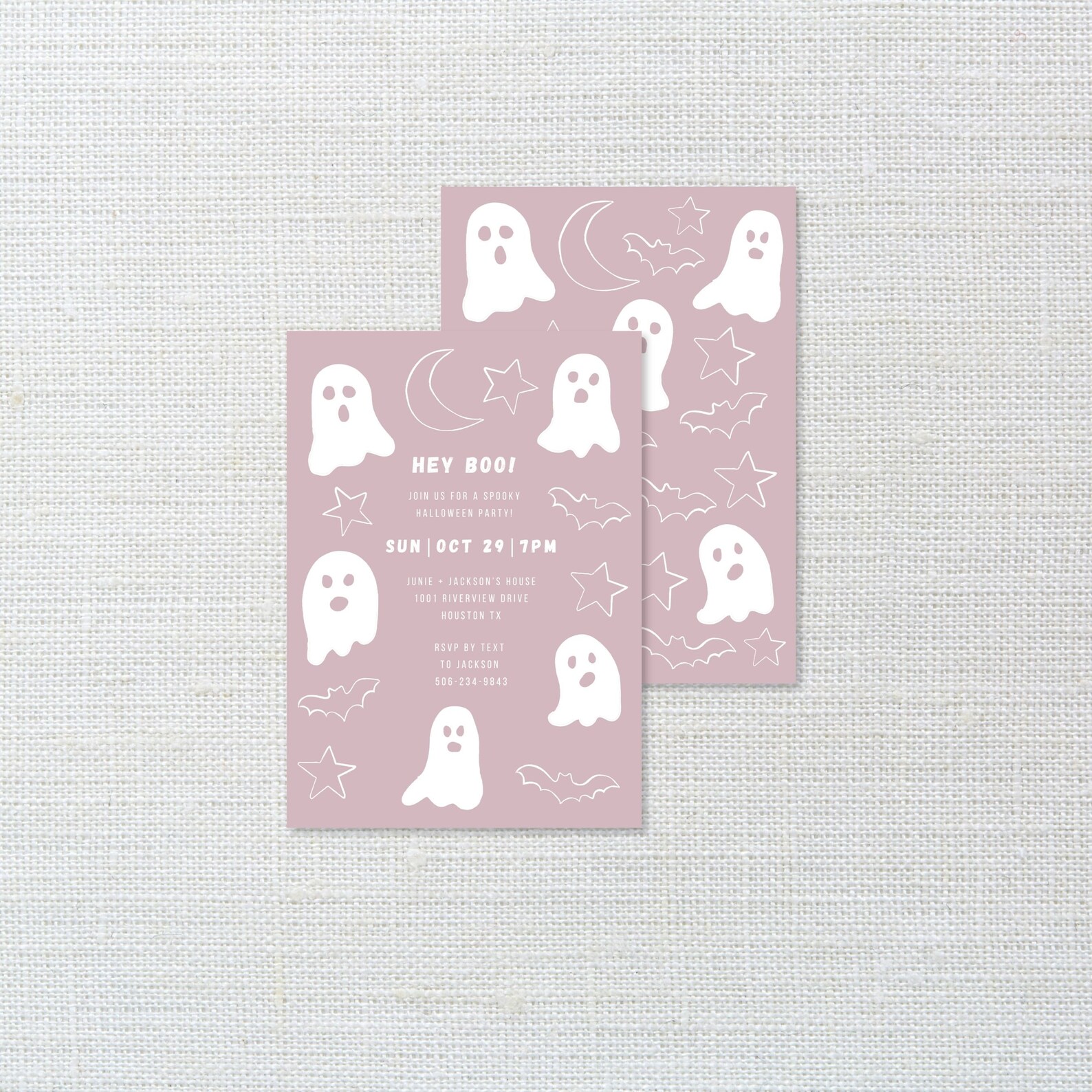 Pink Ghosts Halloween Party Invitation, Halloween Dinner Party, Cute ...
