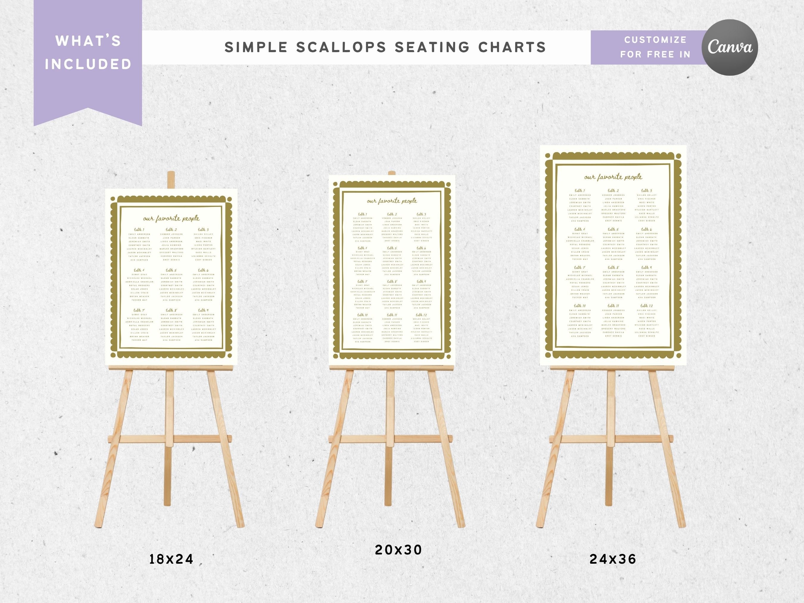 SEATING CHART Reception Signage Simple Scallops, Printable Wedding ...