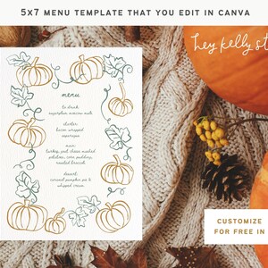 Friendsgiving Menu & Place Card Bundle, Fall Autumn Menu Template, Thanksgiving Menu Placecards ...