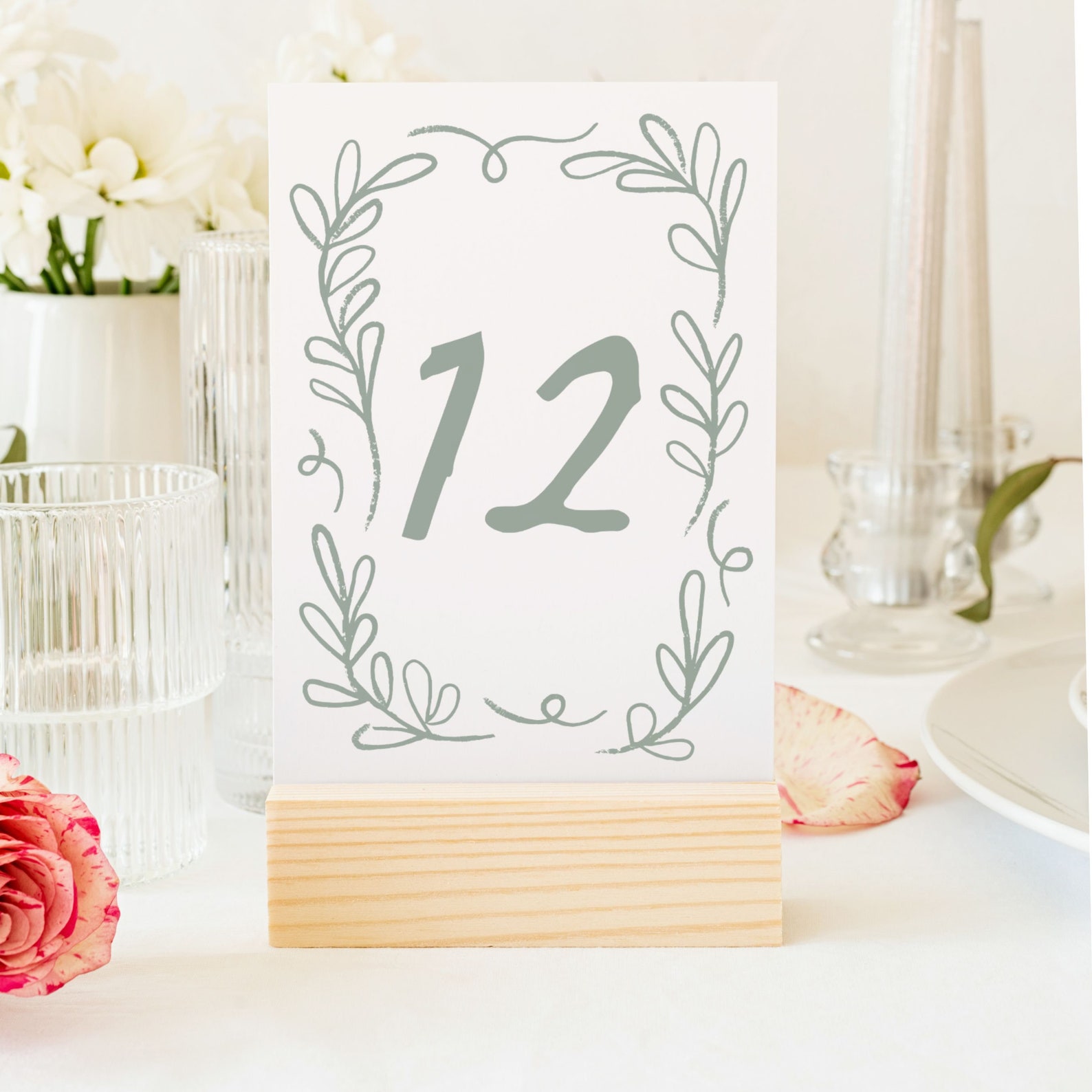 Reception Table Numbers Leafy Border, Wedding Table Template, Seating ...