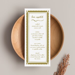 RECEPTION MENUS, Bar Drinks Menu, Simple Scallops Border, Dinner Party ...