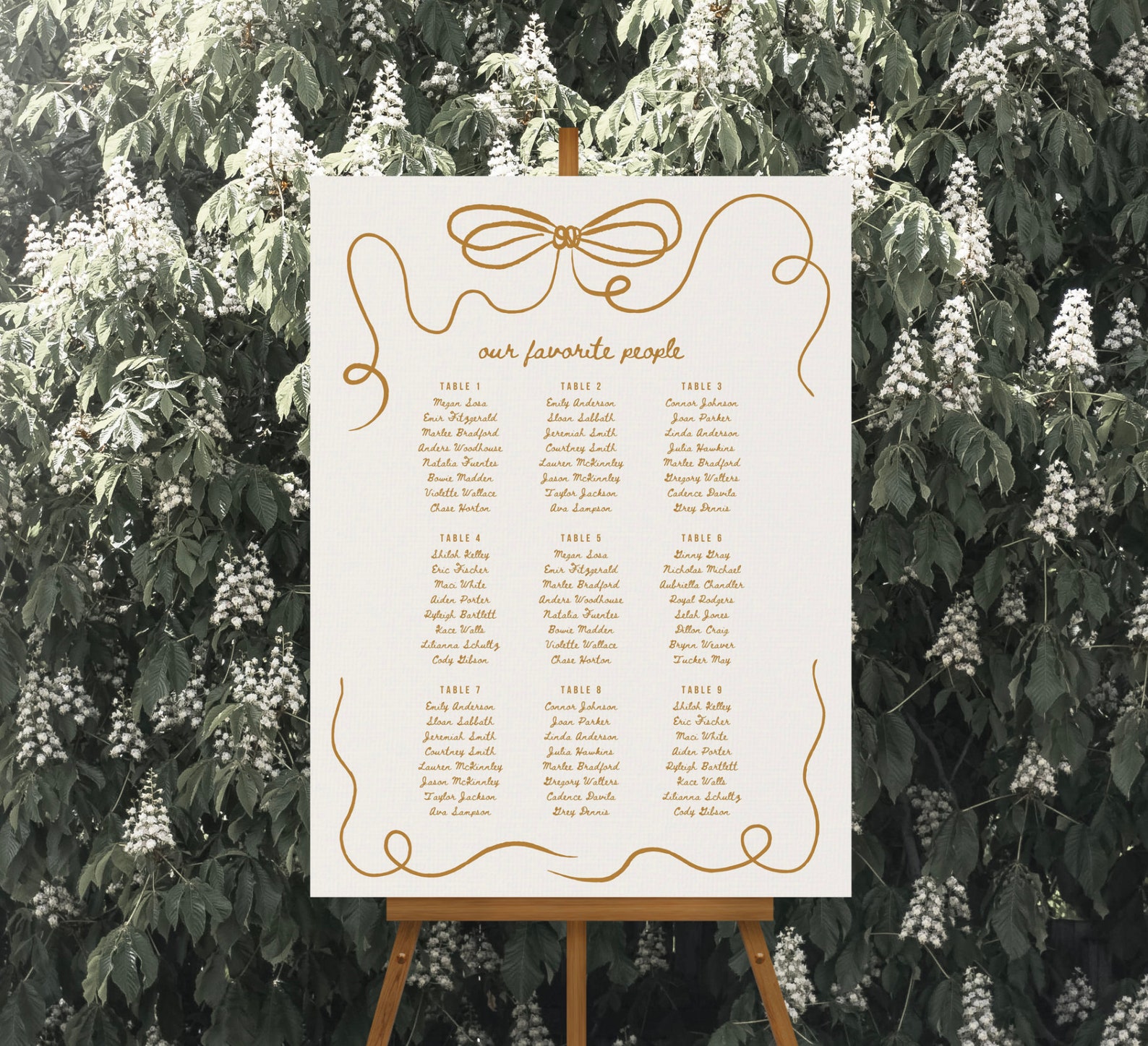 SEATING CHART Reception Signage Swirly Ribbon & Bow, Printable Wedding ...