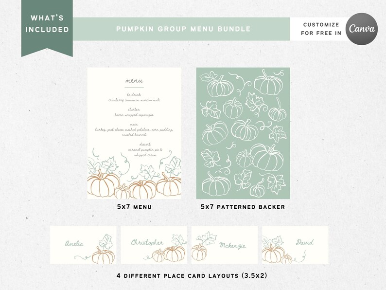 Pumpkin Fall Menu Template, Dinner Party Menu, Hand-drawn Pumpkin ...