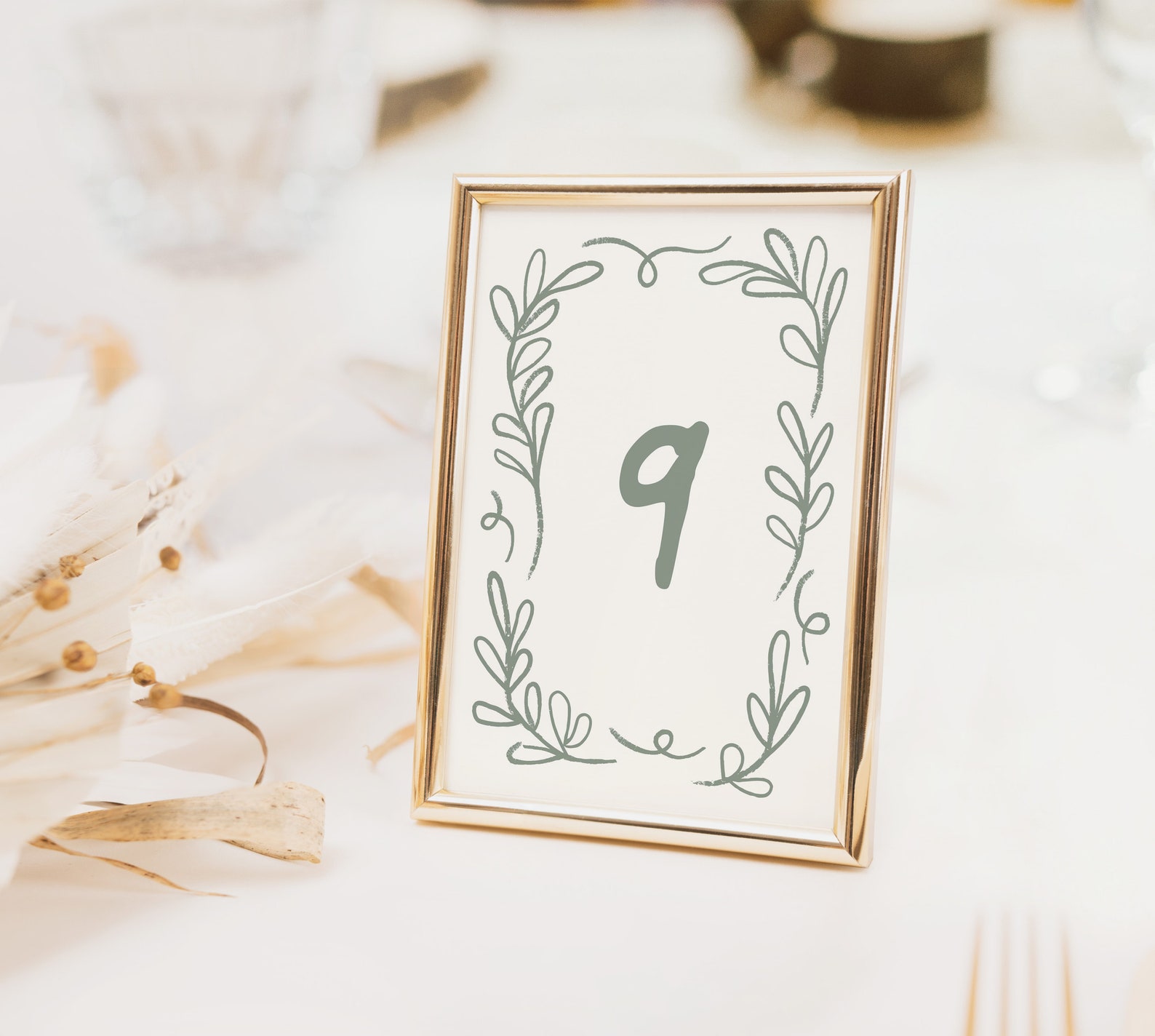 Reception Table Numbers Leafy Border, Wedding Table Template, Seating ...