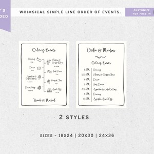 ORDER OF EVENTS - Reception Signage Hand-drawn Simple Border, Printable ...