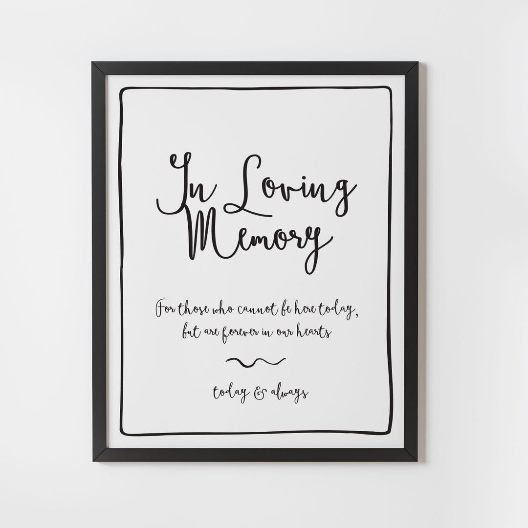 In Loving Memory Sign: Simple Line Border, Editable Wedding Reception ...