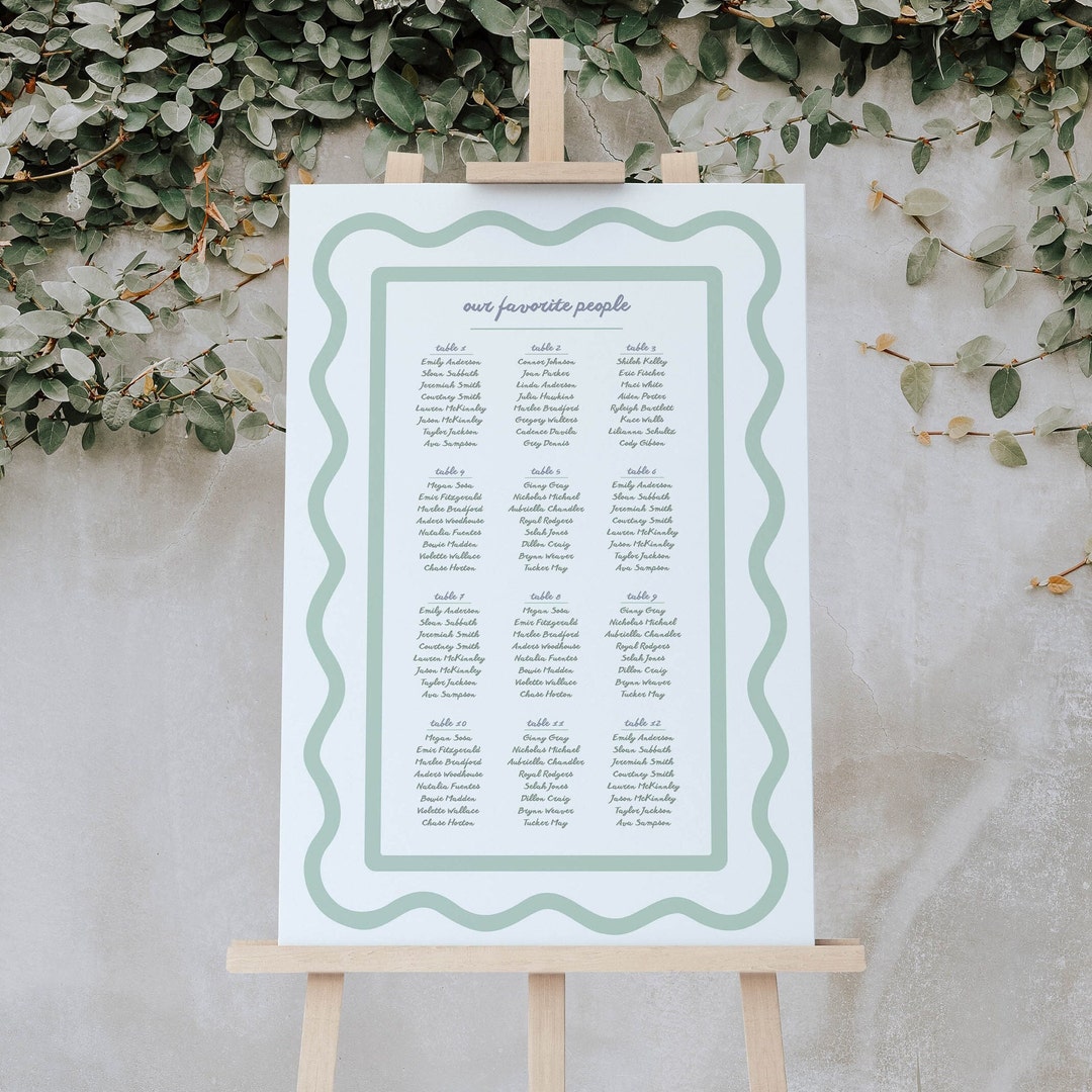 SEATING CHART Reception Signage Simple Waves Border Printable - Etsy