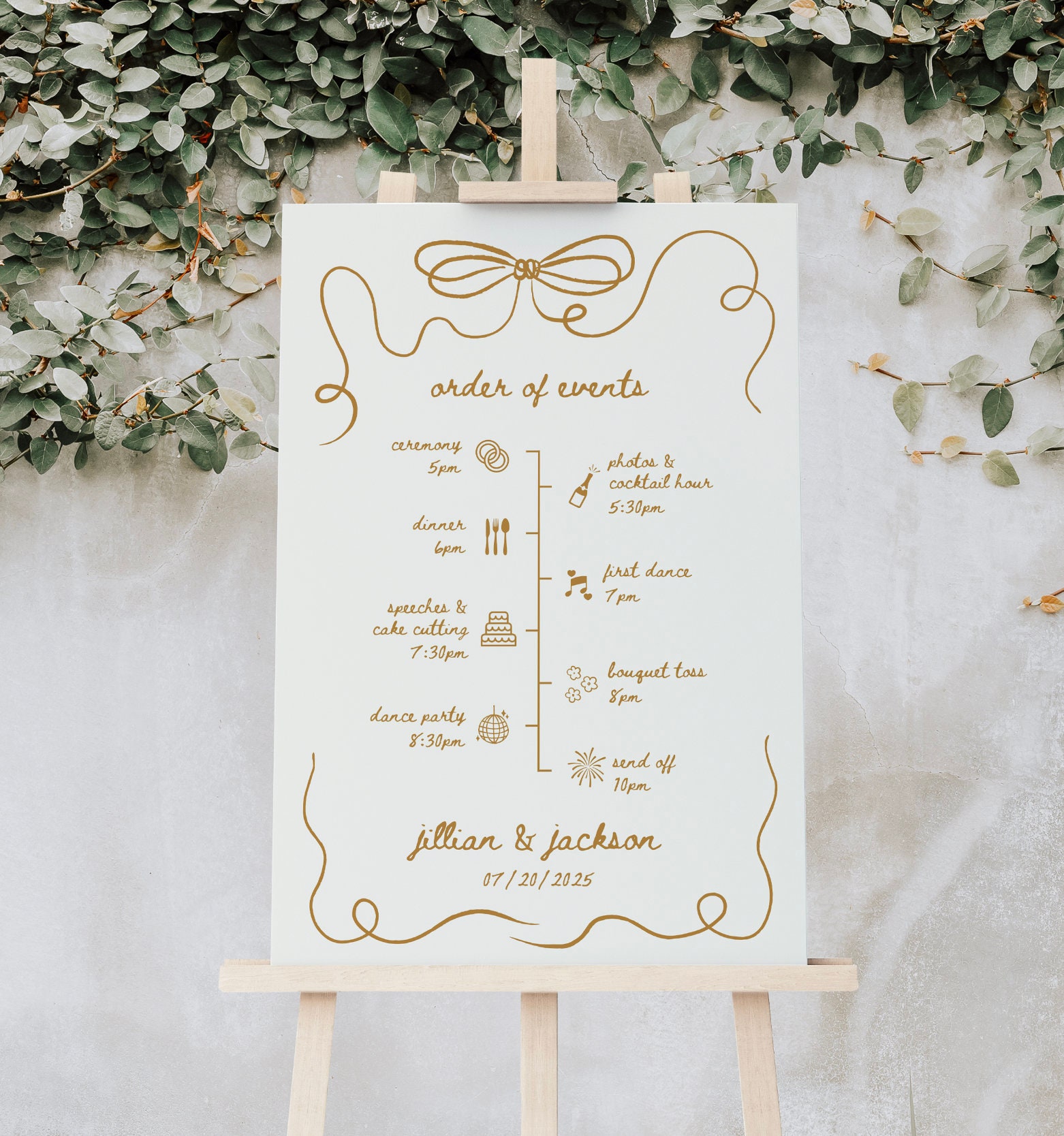 ORDER OF EVENTS - Reception Signage Hand-drawn Swirly Bow, Printable ...
