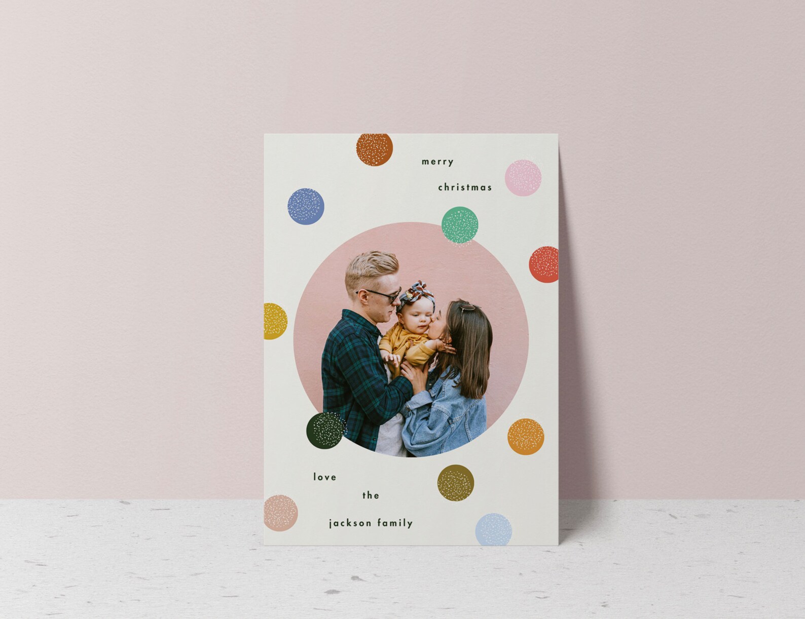 Digital PHOTO CHRISTMAS CARD Colorful Polka Dots, Canva Template ...