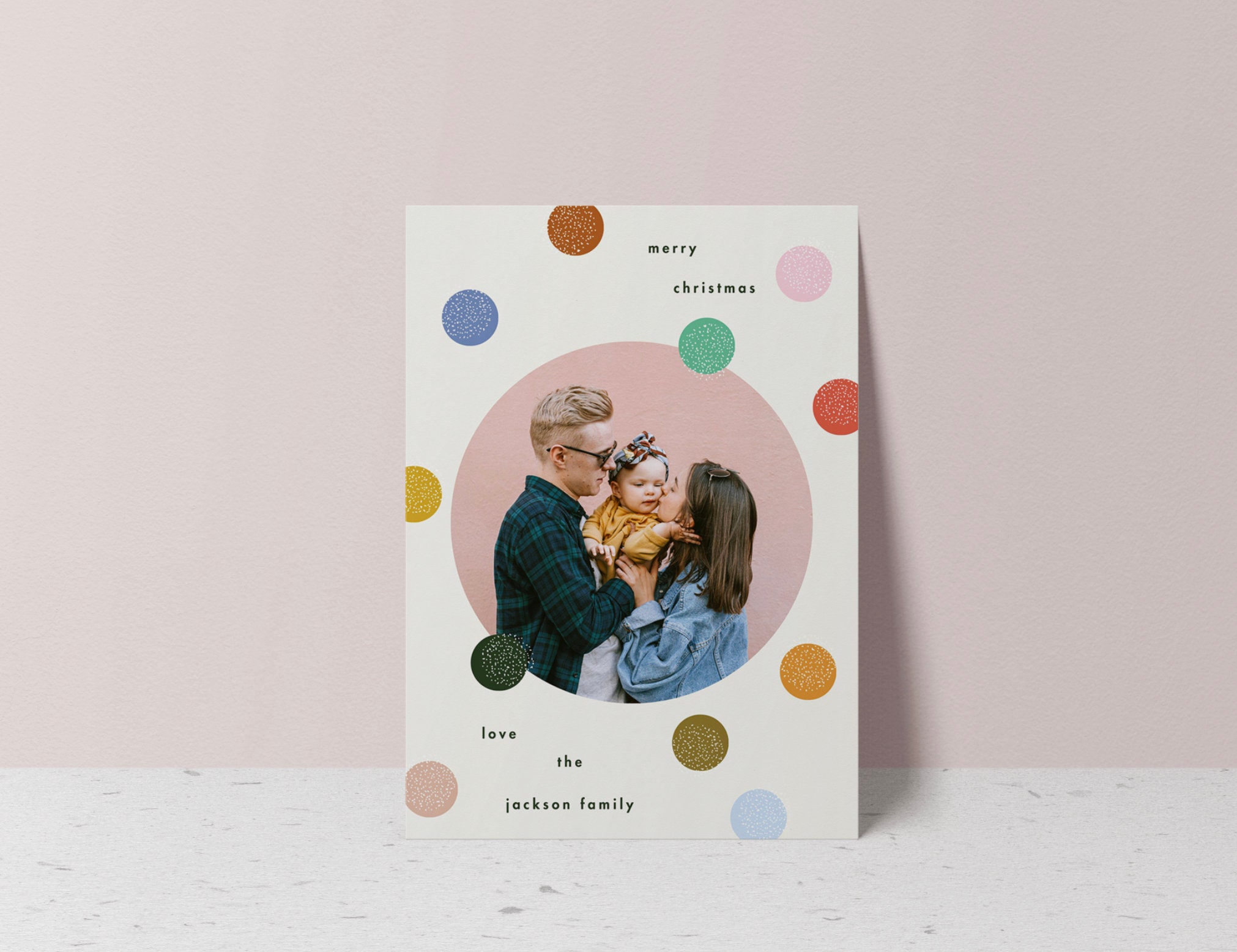 Digital PHOTO CHRISTMAS CARD Colorful Polka Dots Canva - Etsy