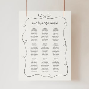 SEATING CHART Reception Signage Loopy Ribbon + Bow, Printable Wedding ...