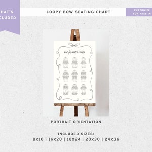 SEATING CHART Reception Signage Loopy Ribbon + Bow, Printable Wedding ...