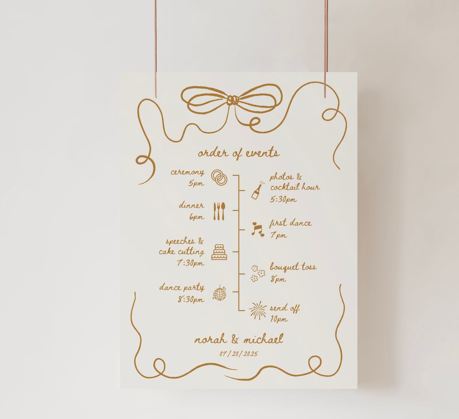 ORDER OF EVENTS - Reception Signage Hand-drawn Swirly Bow, Printable ...