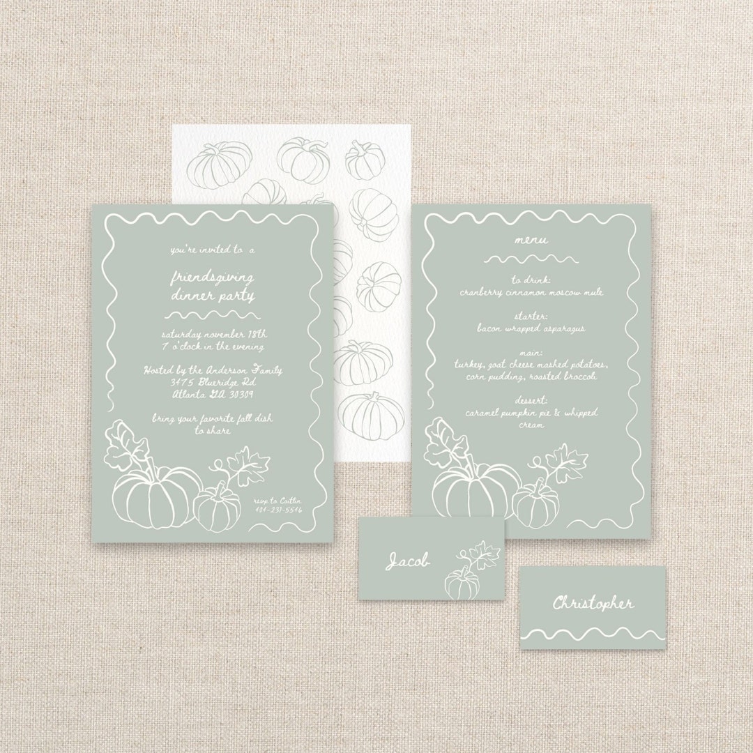 Boho Simple Canva Fall Invite Menu Template, Dinner Party Invitation ...