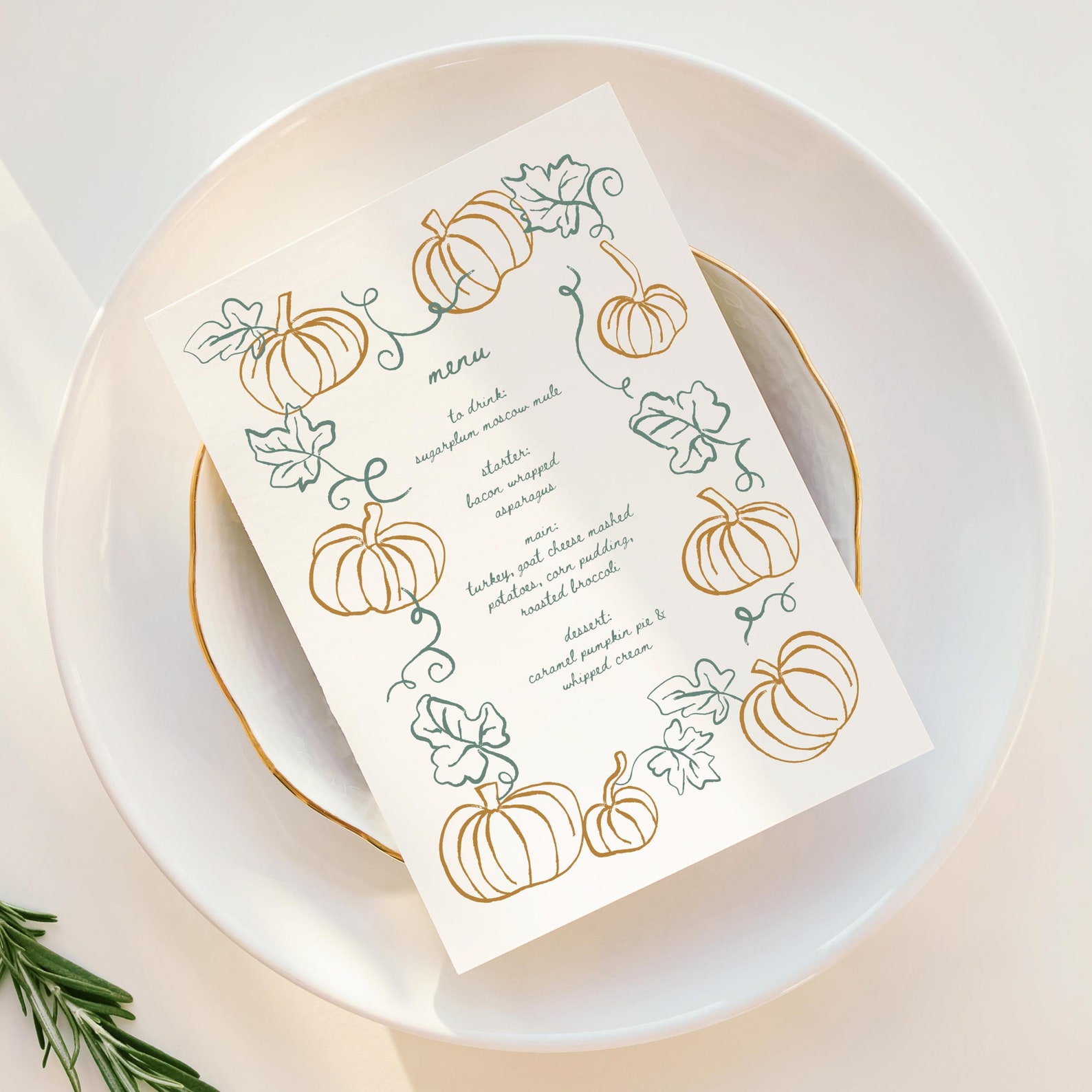 Friendsgiving Menu & Place Card Bundle, Fall Autumn Menu Template ...