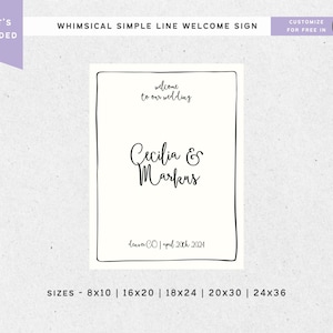 Welcome Party Sign - Simple Line Border Template, DIY Birthday Party ...