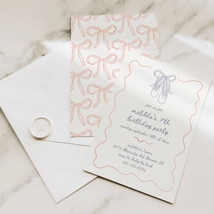 Hand-drawn Ballet Shoe Squiggle Invite Template, DIY Birthday Party ...