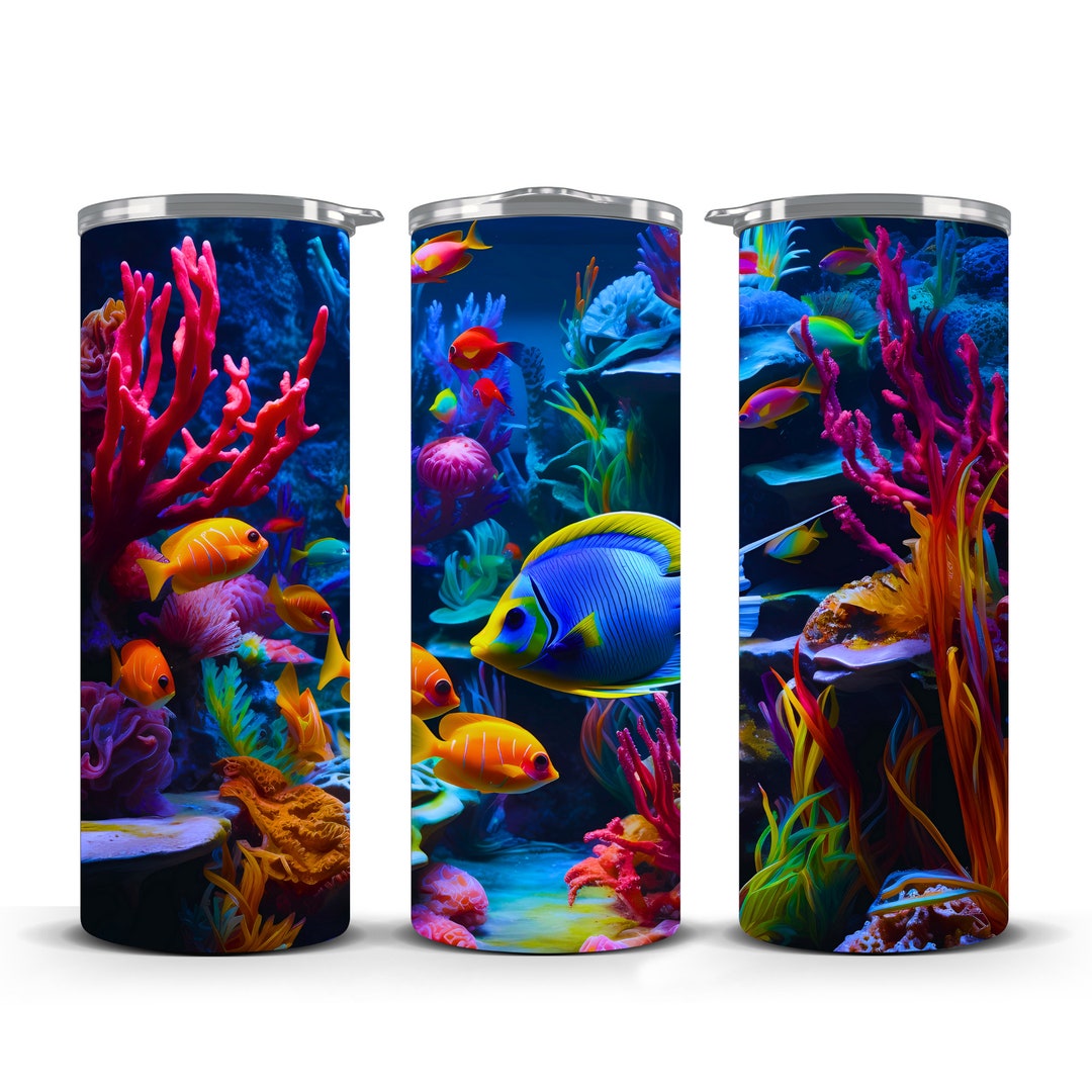 20oz Skinny Tumbler Colorful Fish Aquarium - Etsy