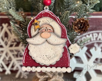 Rustic Santa Ornament, Whimsical Santa Ornament, Handmade Santa ...