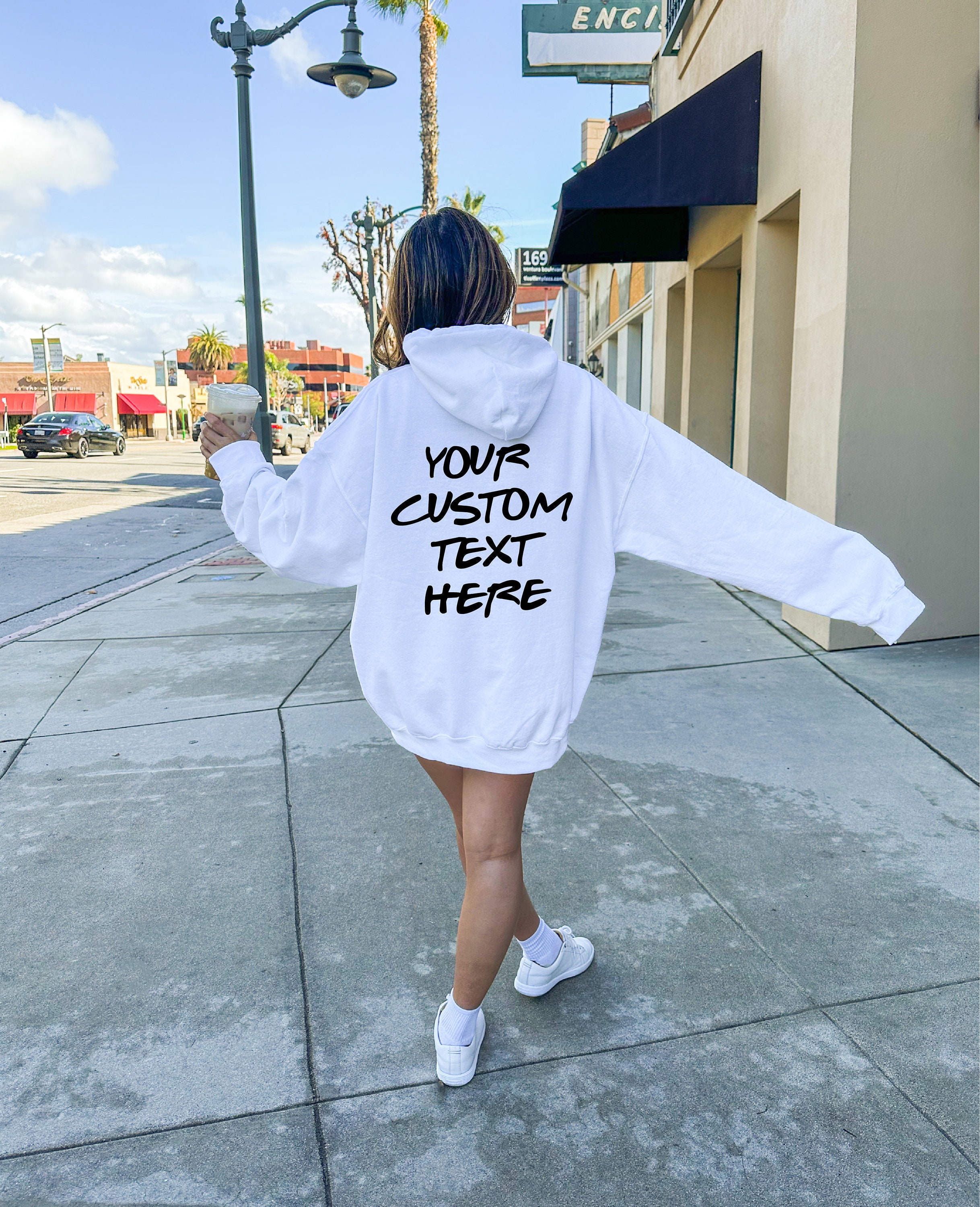 Back Side Custom Text Hoodie Gift, Back Side Your Custom Word Hoodie ...