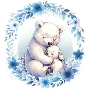 Watercolor Mama and Baby Animal Clipart: Mother's Day PNG (digital ...
