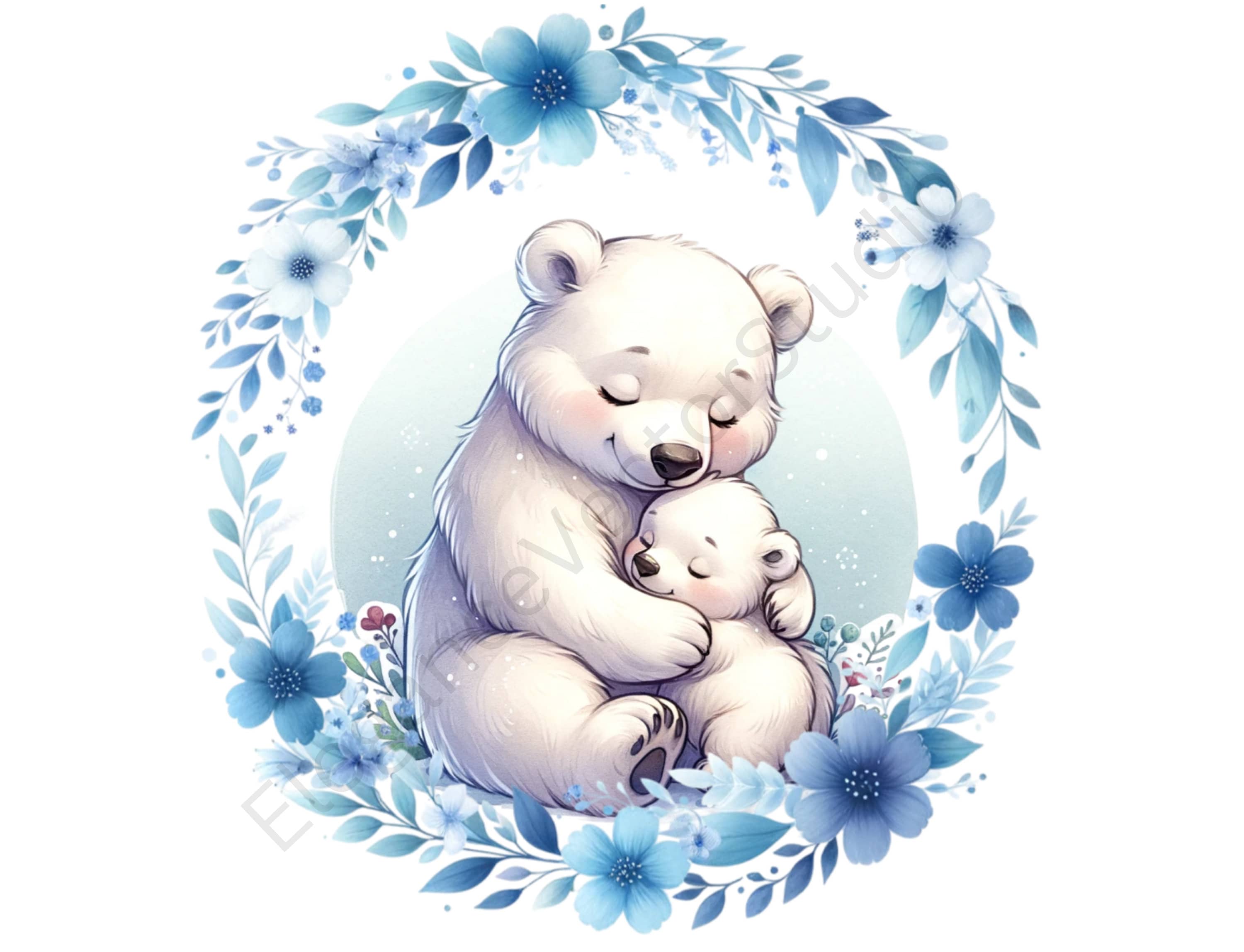 Watercolor Mama and Baby Animal Clipart: Mother's Day PNG (digital ...
