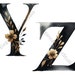 Black and Gold Floral Alphabet Clipart: PNG Monogram (digital Download ...