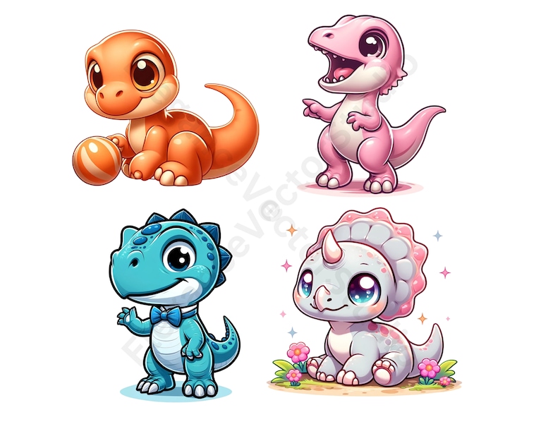 Cute Dinosaurs Clipart, Nursery Dinosaur Clipart, Dino Girls Clipart ...