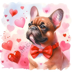 Valentine French Bulldog Clipart, Set of 41 Images, Valentines Day ...