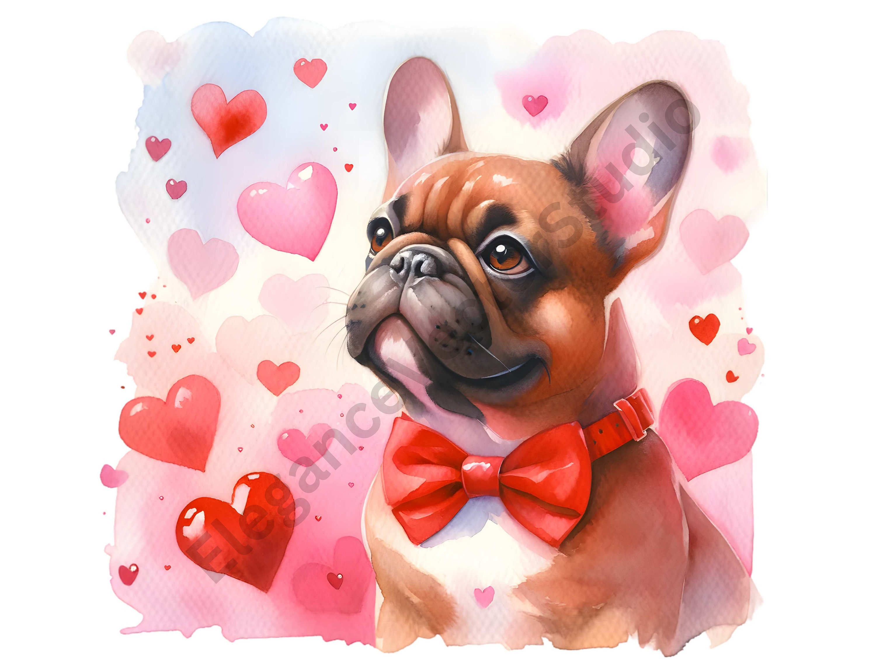 Valentine French Bulldog Clipart, Set of 41 Images, Valentines Day ...