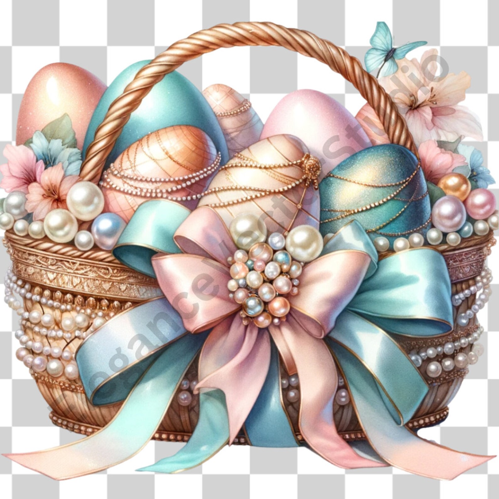 Watercolor Easter Basket Clipart, Easter Clipart Set, Watercolor Easter ...