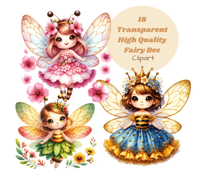 Cute Fairy Clipart Bundle, Watercolor Fairy Sublimation Design, Fairy ...
