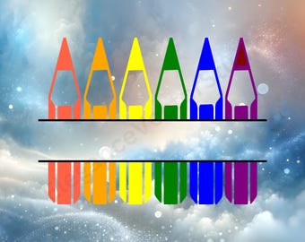Crayon Split Monogram Svg, Teacher Monogram Svg, Crayon Svg, Crayon Set ...