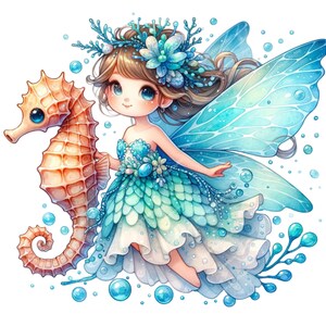Ocean Fairy Clipart Bundle, Spring Forest Fairy Clipart, Watercolor ...