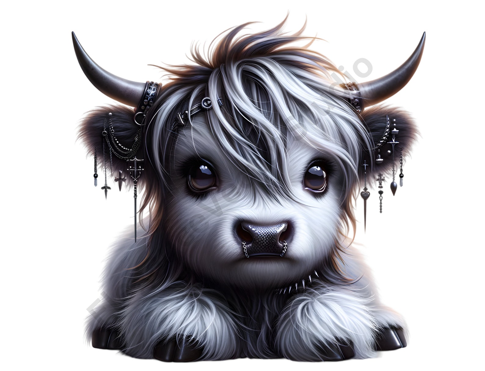 Gothic Highland Cow Clipart PNG 14 High Quality Pngs, Baby Highland Cow ...