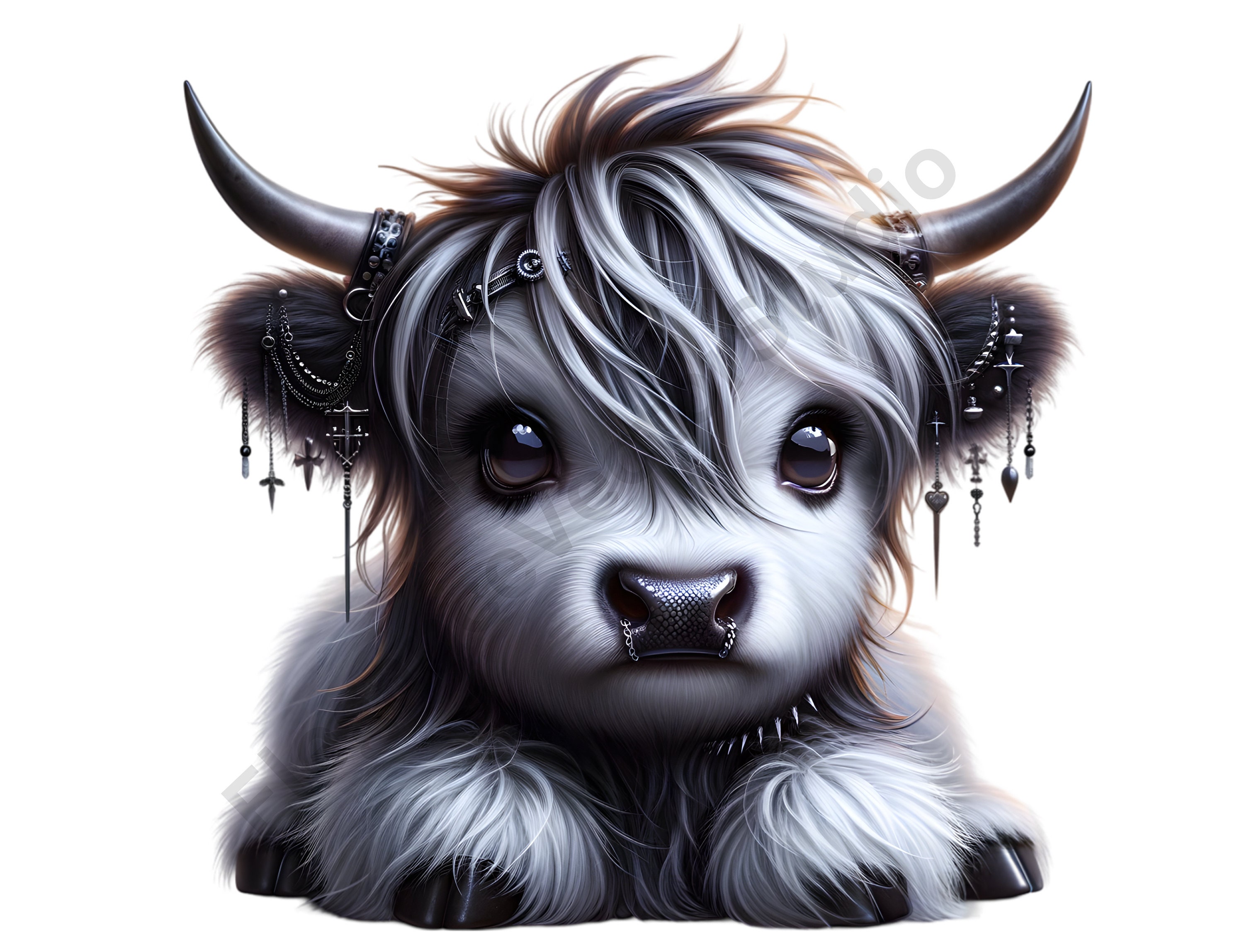 Gothic Highland Cow Clipart PNG 14 High Quality Pngs, Baby Highland Cow ...