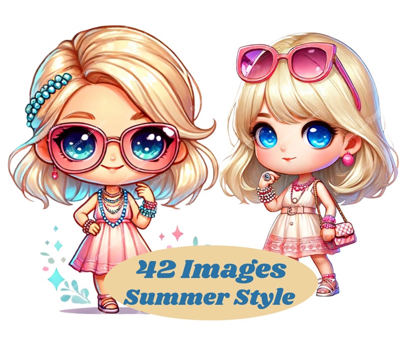 Blond Girl Summer Clipart Bundle: 42 PNG Graphics (digital Download) - Etsy