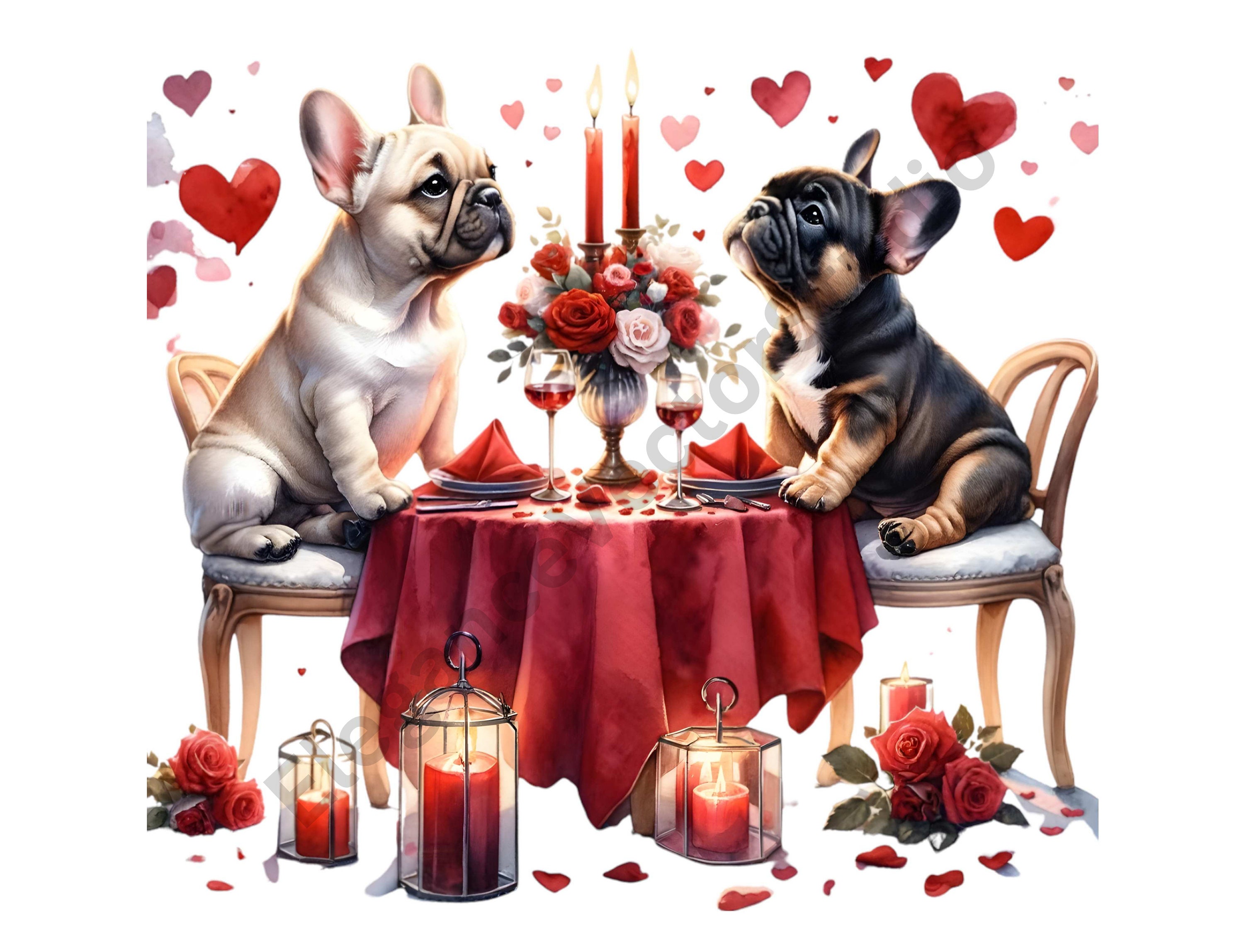 Valentine French Bulldog Clipart, Set of 41 Images, Valentines Day ...
