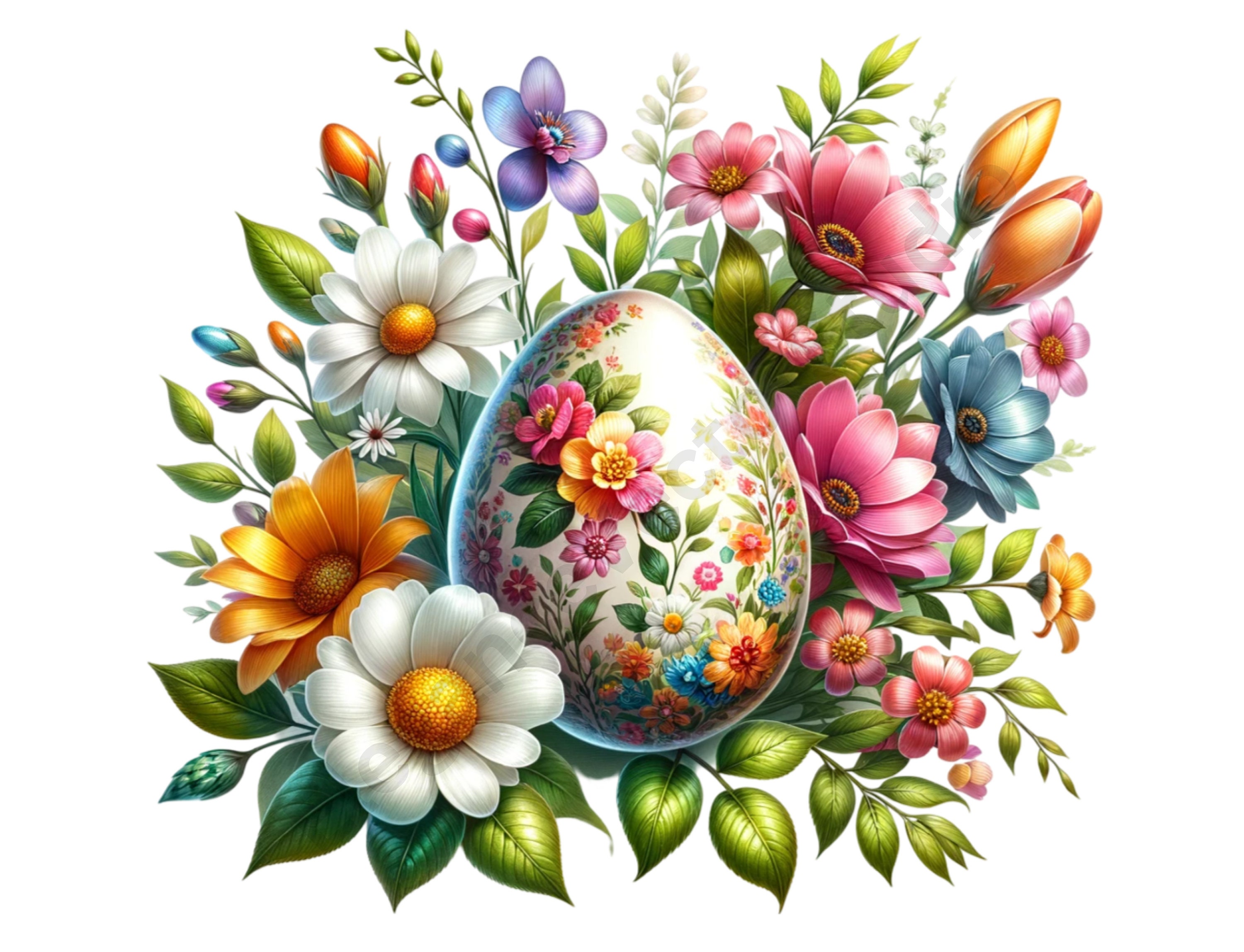 Floral Easter Egg Clipart Bundle, Easter Eggs PNG, Sublimation Design ...