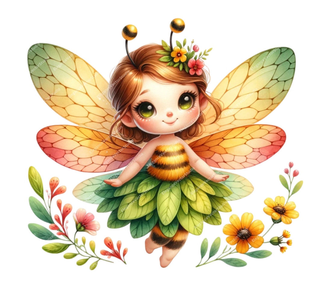 Cute Fairy Clipart Bundle, Watercolor Fairy Sublimation Design, Fairy ...