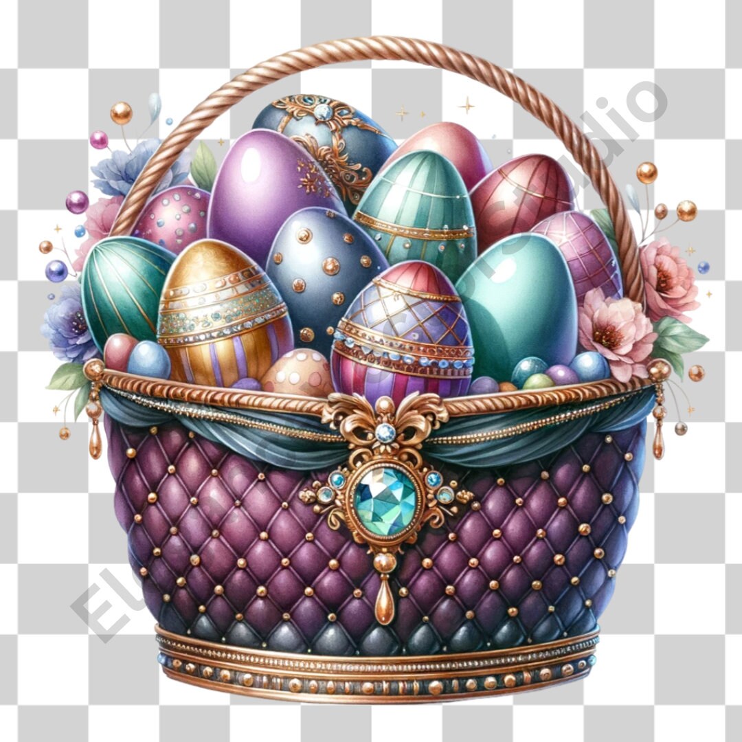 Watercolor Easter Basket Clipart, Easter Clipart Set, Watercolor Easter ...