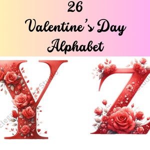Valentines Day Alphabet PNG, Valentines Letters Print, Valentines ...