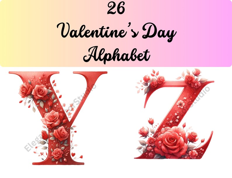 Valentines Day Alphabet PNG, Valentines Letters Print, Valentines ...